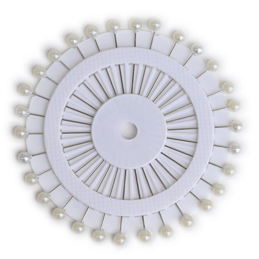 White Pearl Headed Pins Rosette 35mm 30 Piece - Fabric8